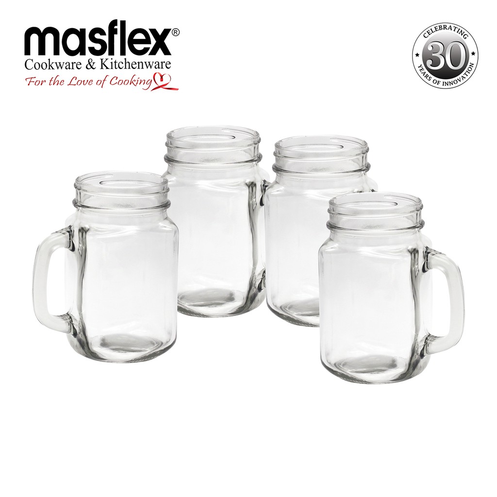 Masflex by Winland 450ml Glass 4 piece Glass Tumbler with Handle QG-095 ...