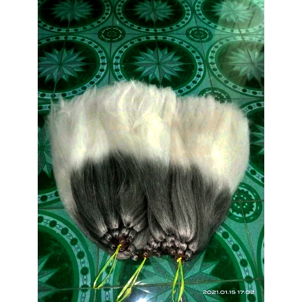 Rambut Cemara Ombre Mix Hitam - Putih Tulang,Ukuran 90 Cm/1 Pcs ...