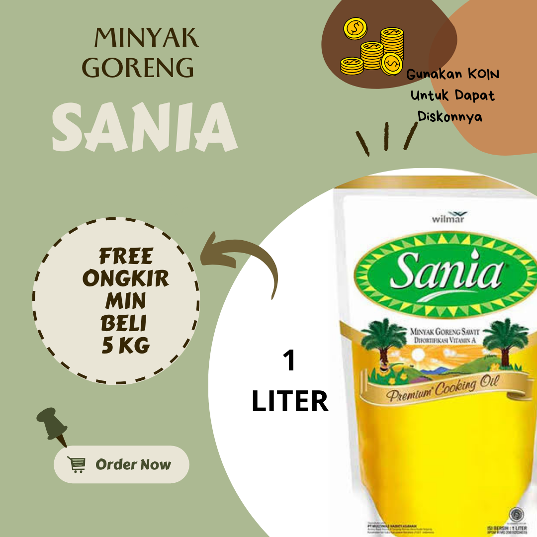 Minyak goreng Sania promo 1 liter pakai koin agar murah | Lazada Indonesia
