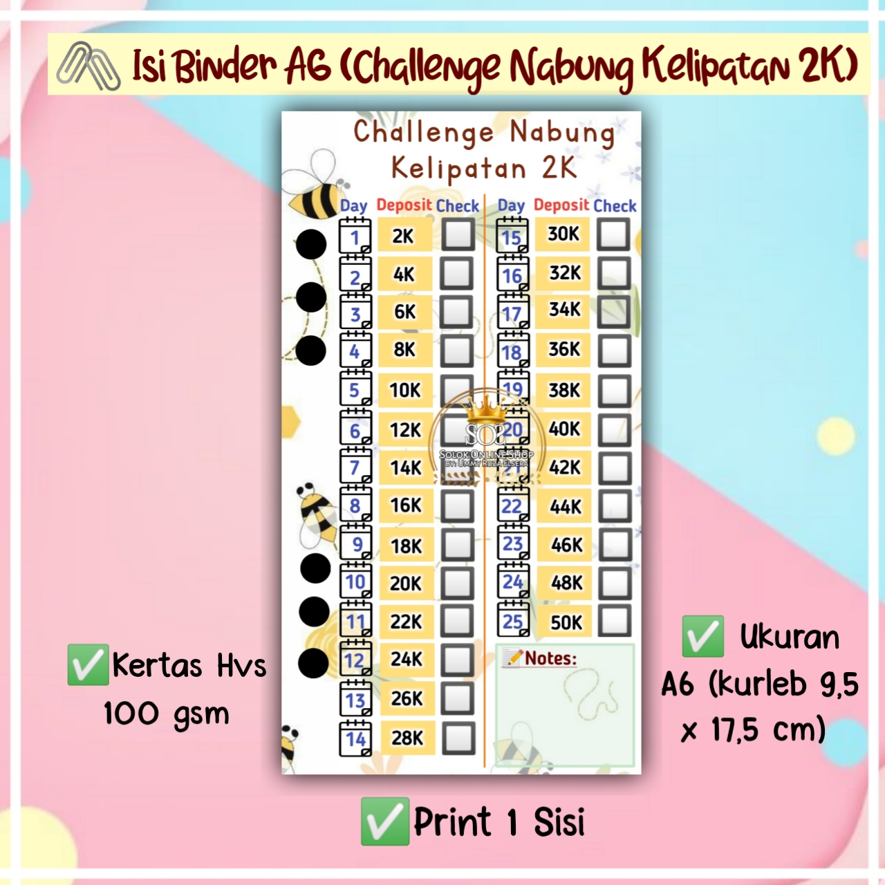 Nabung Kelipatan 2K | Kertas Binder A6 | Lazada Indonesia