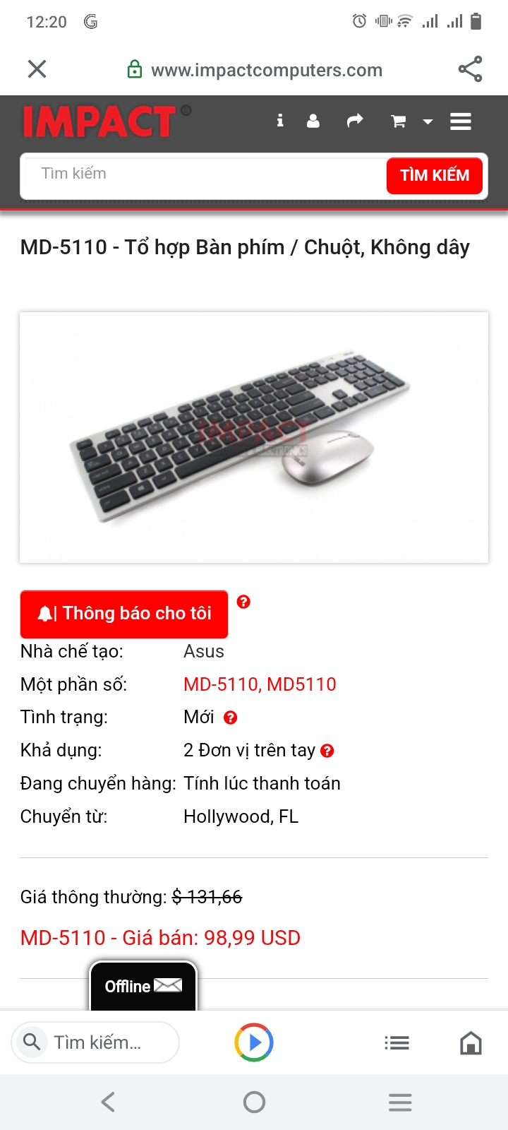Bộ chuột & bàn phím không dây Asus MM-5110/ MD-5110 bạc | Lazada.vn