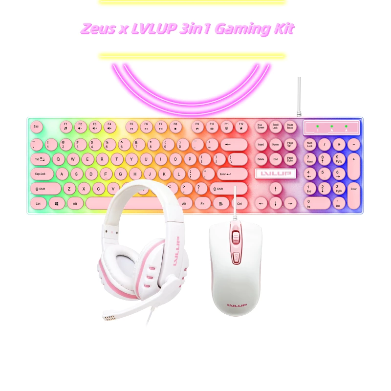 Zeus x LVLUP 3 in 1 Computer Gaming Kit / Gaming Set PINKBOX-100 ...