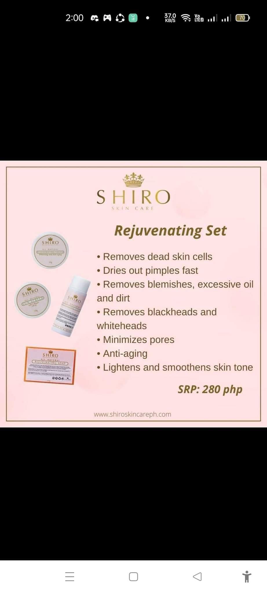 Shiro rejuvenating set,glass skin set,body whitening set,clay mask and ...
