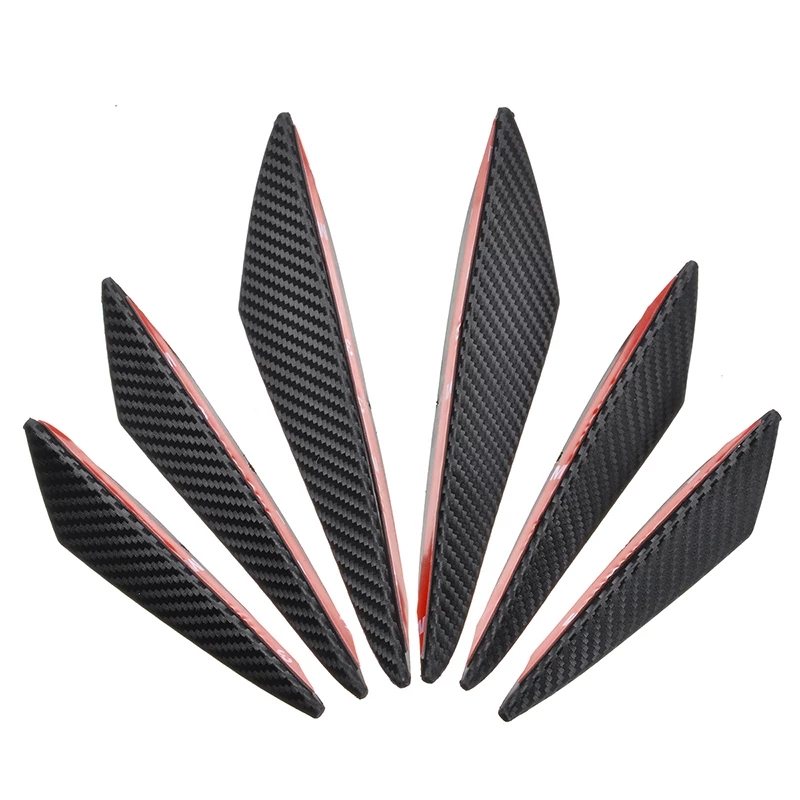 6Pcs/Set Universal Fit Front Bumper Lip Diffuser Splitter Fins Body Spoiler Canards Valence Chin ...