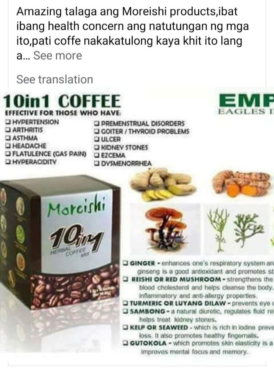 Coffee 10 in 1 Moreishi herbal coffee | Lazada PH
