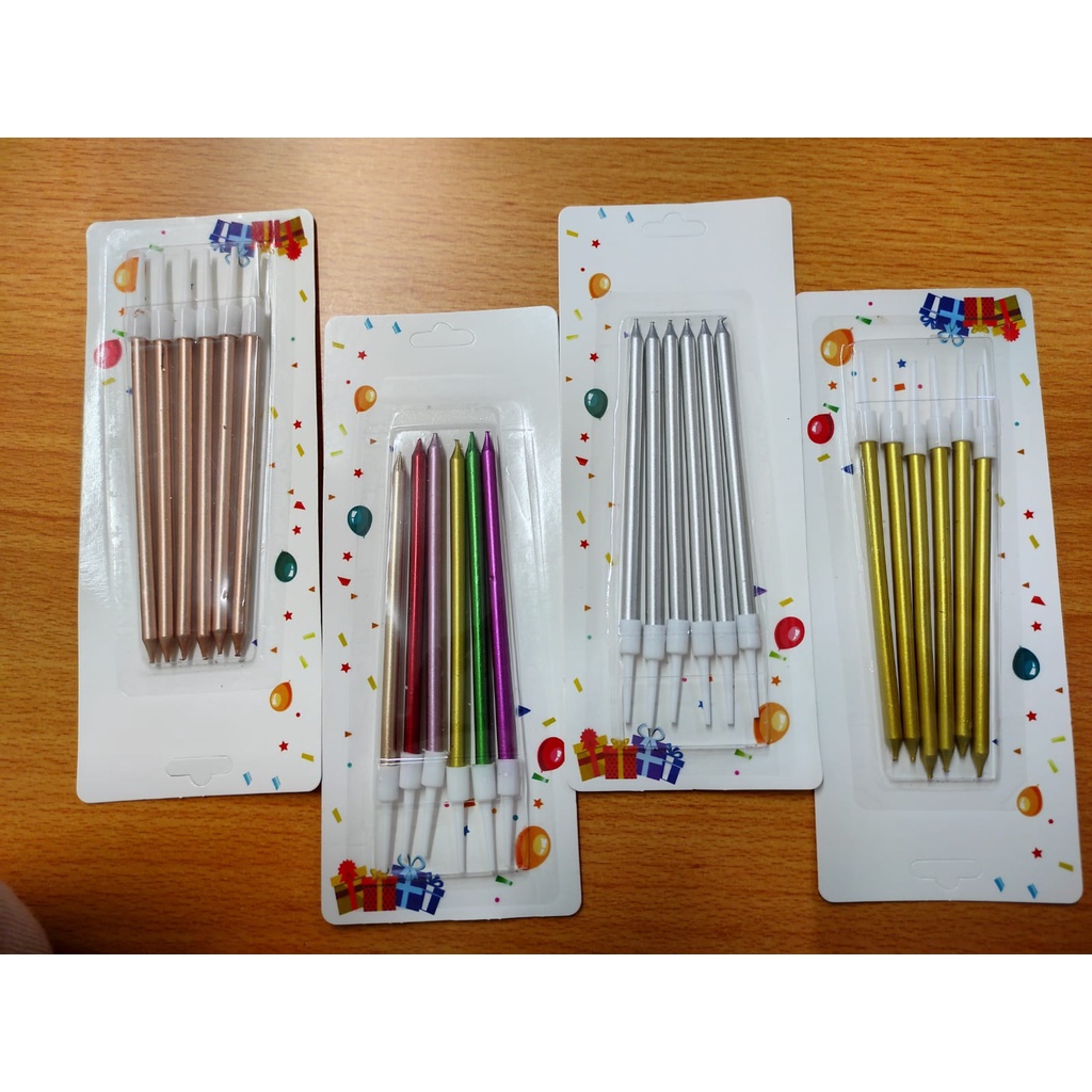 Lilin Ulang Tahun Candle Happy Birthday Metalic Ultah Lurus Panjang ...