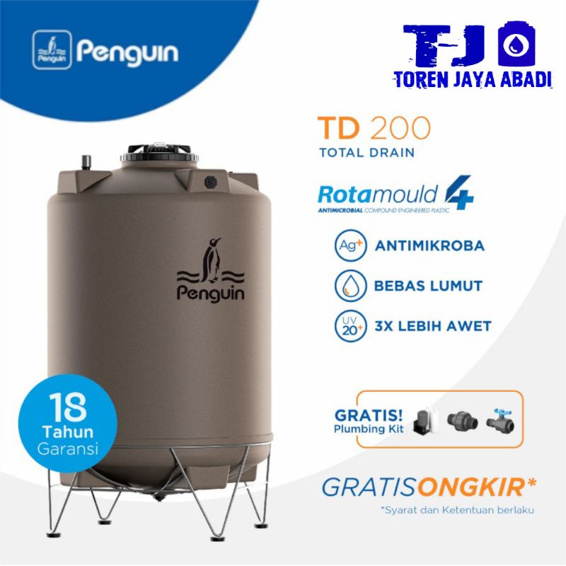 Tandon / Toren / Tangki Air Total Drain Penguin TD 200 - 2.000 Liter ...