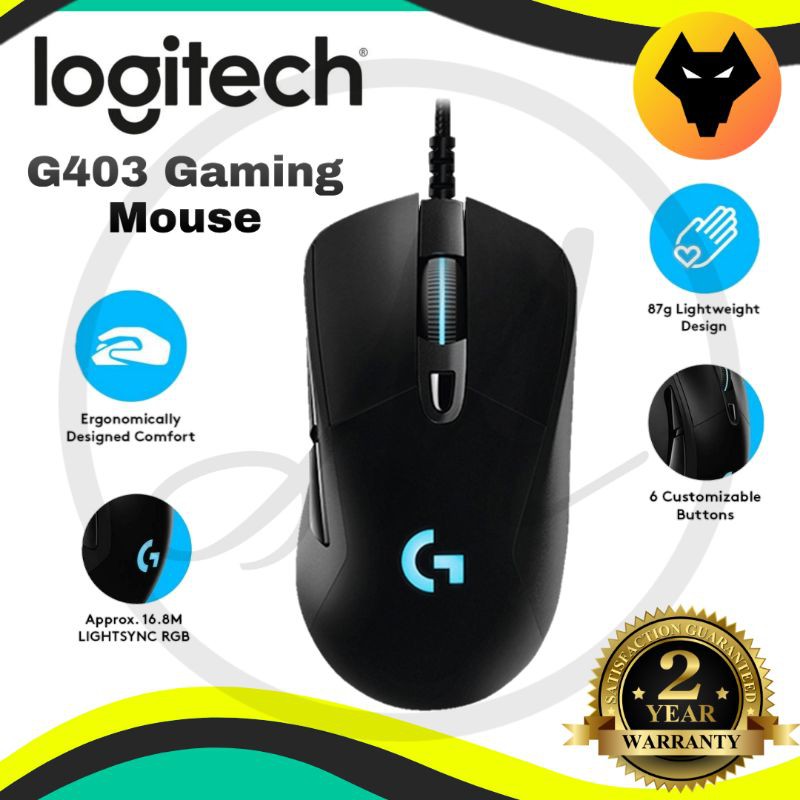 LOGITECH MOUSE G403 GAMING Hero (910-005634) 16K Light sync RGB ...