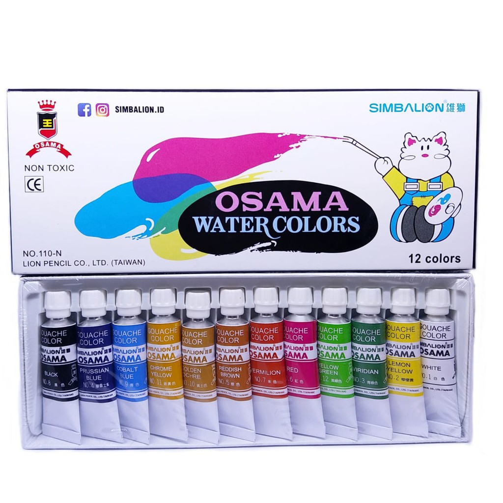 Simbalion Cat Air/ Water Color 12 Warna Osama 110N/ Osama 12 Color ...