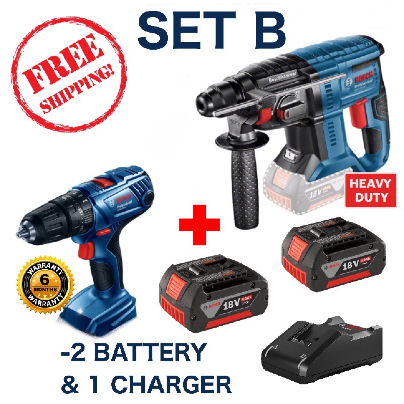 BOSCH GBH 180-LI + GSB 180-LI COMBO SET -1 YEAR WARRANTY | Lazada