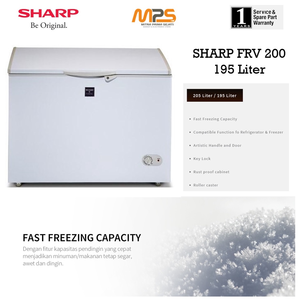 Chest Freezer Sharp FRV 200 (Lemari Beku Buka Atas - 195 Liter ...