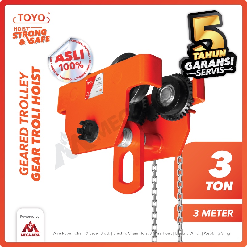 Geared Trolley / Gear Troli Hoist 3 Ton x 3 Meter TOYO | Lazada Indonesia