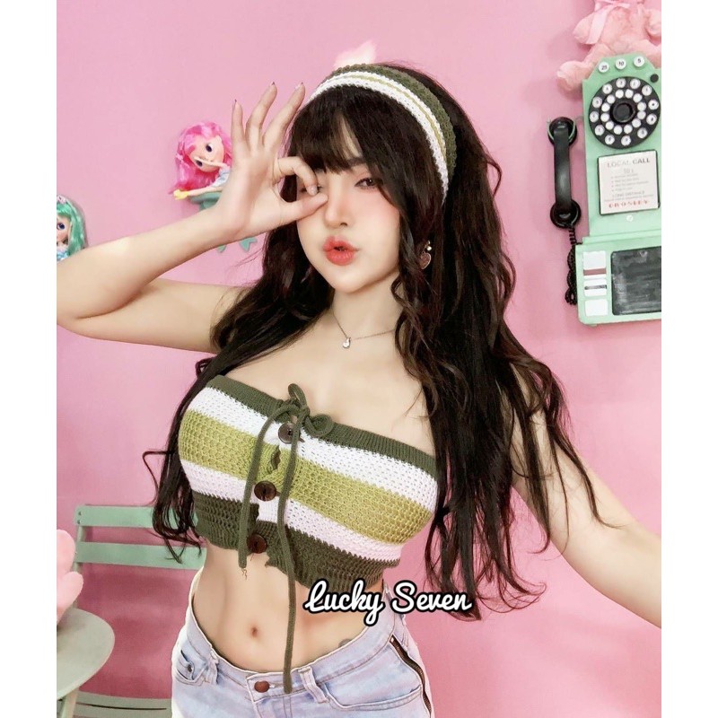 🌈Spinny House🌈 เกาะอก ครอปเกาะอกไหมพรม ยั่วๆๆๆๆมาล้าวววว เซ็กซี่ แซ่บเวอร์ อกริ้ว E700A | Lazada ...