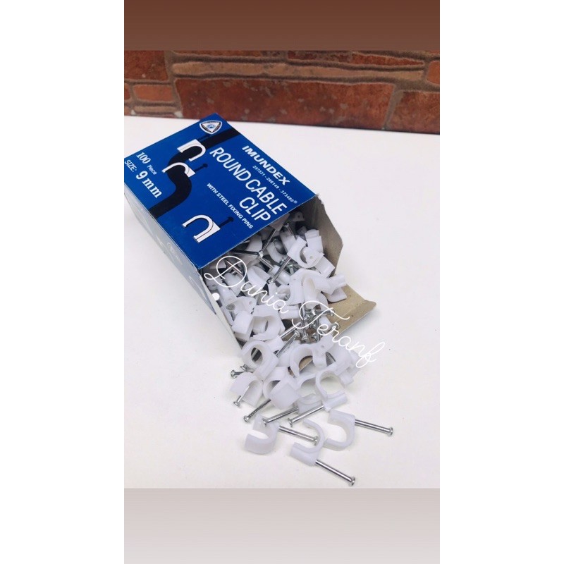 100bj Klem Kabel IMUNDEX 9 mm lengkap paku beton - Round Cable Clip 9mm ...