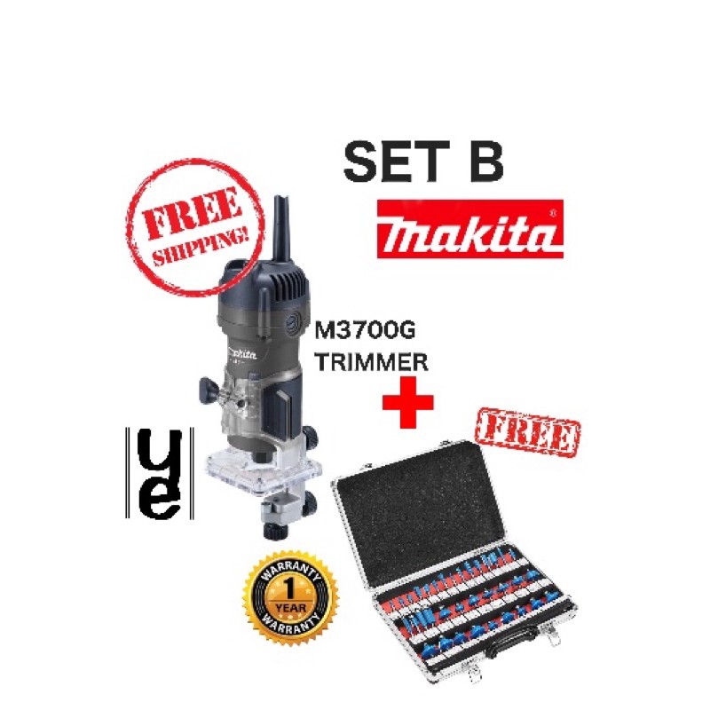 MAKITA TRIMMER M3700B / MINI ROUTER / WOOD TRIMMER ROUTER (1/4”) (1 ...