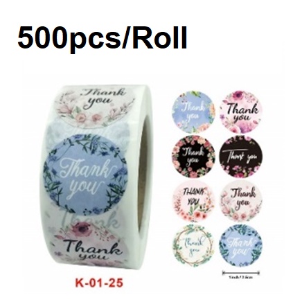 Sticker Label Stiker Kado Bingkisan Ucapan Thank You 2.5 Cm K-01 ...