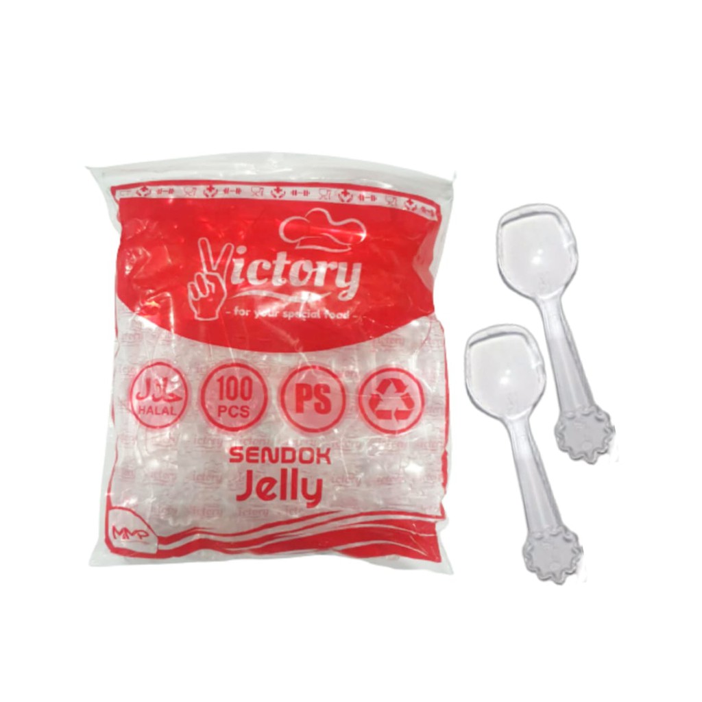 Sendok Jelly Victory Warna Putih Bening Transparant Isi 100pcs | Lazada ...