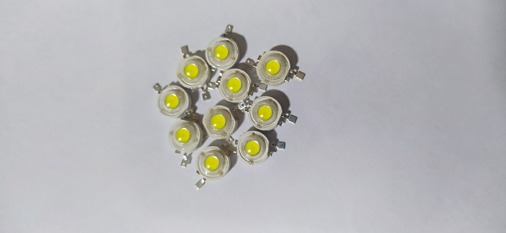 High Power 2 Pin 3W White LED Bead Emitters 170-190Lm 6000K 10Pcs ...