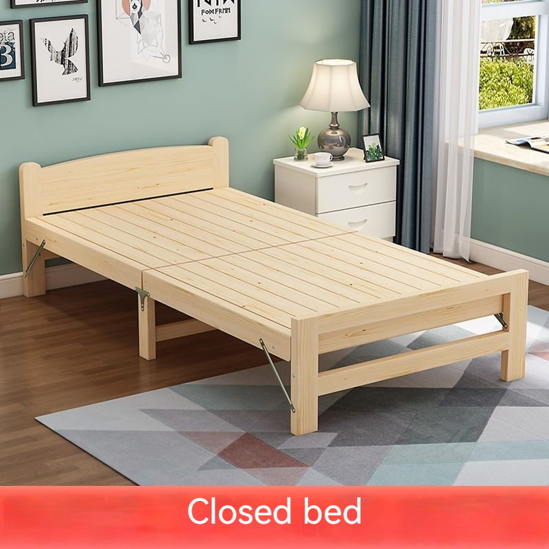 Solid Wood Bed Frame Folding Single Bed Double Bed Household Adult Bed ...