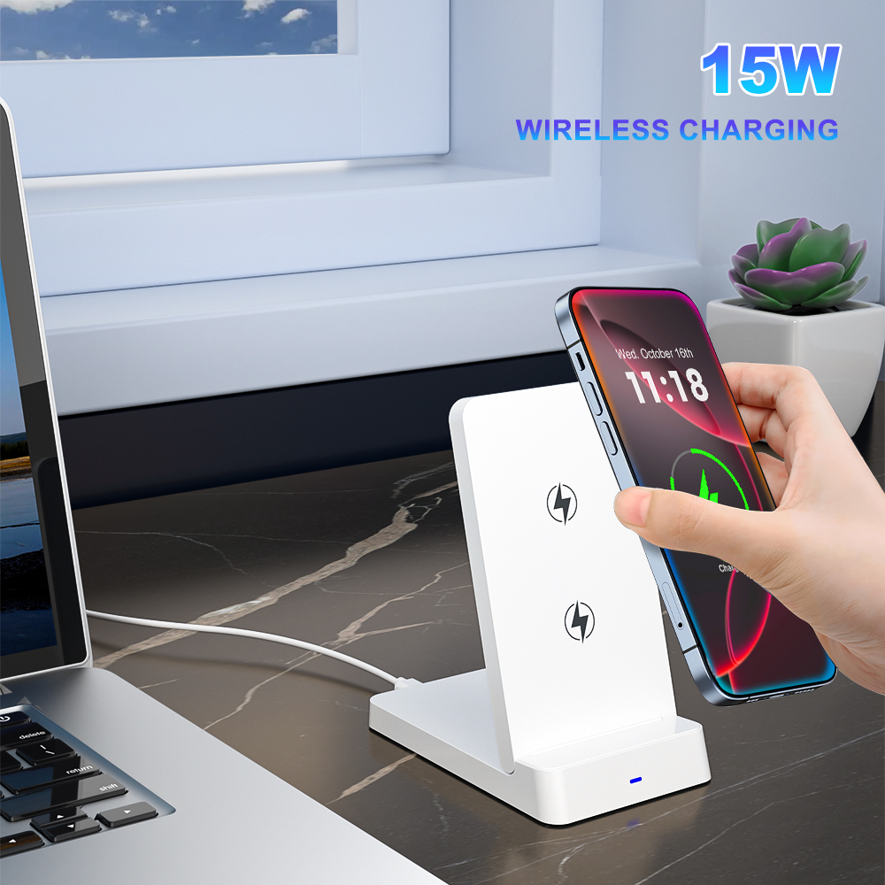 Dual Coil Wireless Charger Stand Pad For iPhone15 14 Pro Max S23 S22 Qi ...