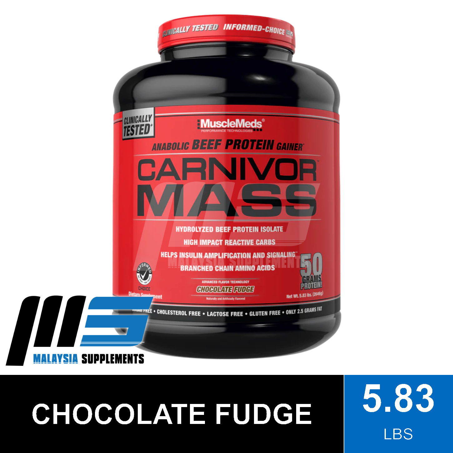 MuscleMeds Carnivor Mass, 5.83lbs (Chocolate Fudge) - Halal, Weight ...