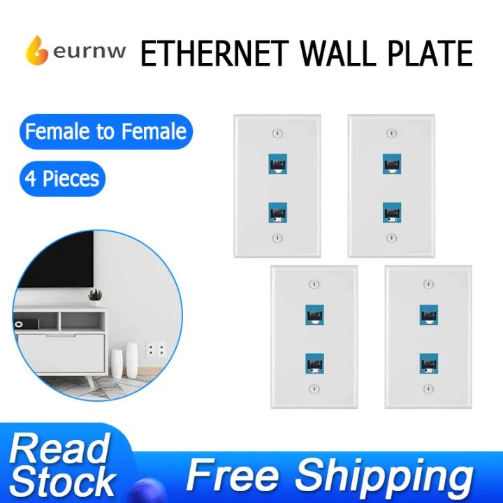 4 Pieces 2 Port Ethernet Wall Plate, RJ45 Cat6 Female to Female Jack ...