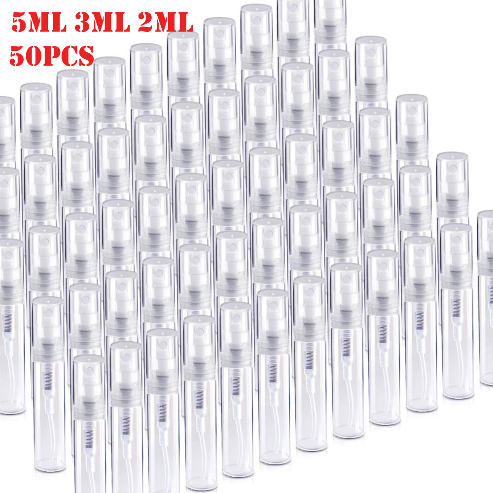 【Drop WBW Store】50pcs X 5ml/3ml/2ml Clear Plastic Spray Bottle Empty ...