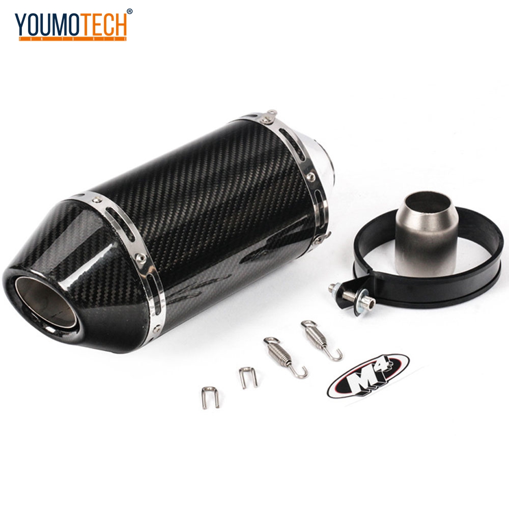 2 Inches 51mm Carbon Fiber Motorcycle Exhaust Muffler Pipe Escape Moto M4 Canister Tail Pipe End ...