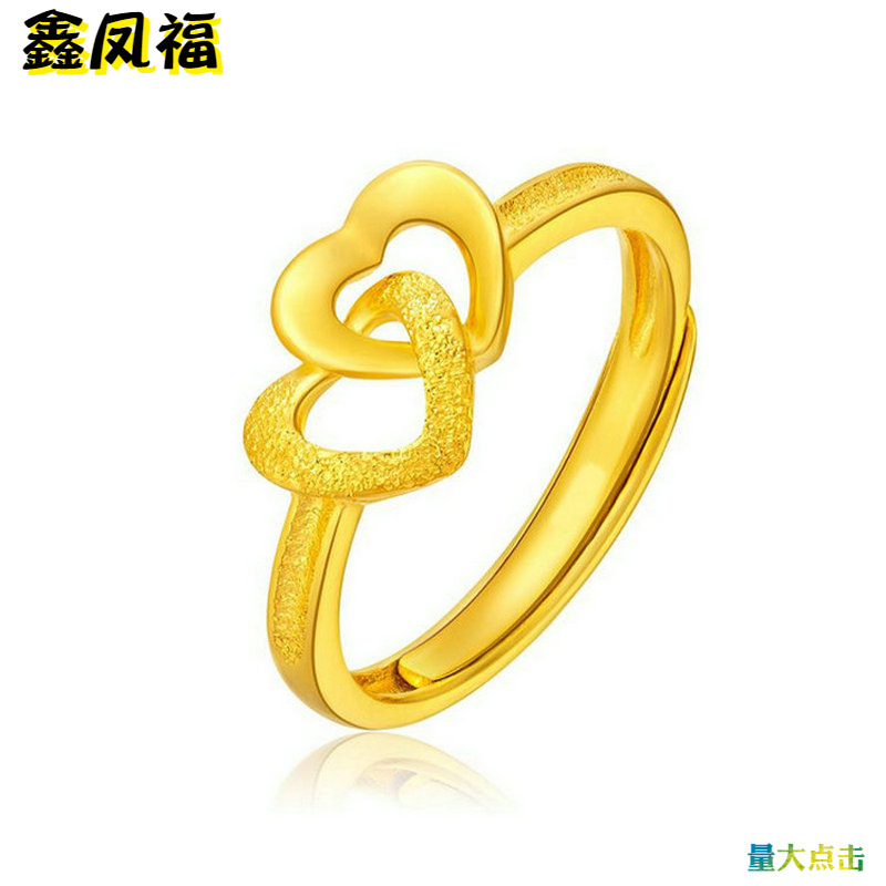 【New arrival】Open Heart-Shaped Brass Gold Plated Women's Ring 24K Gold ...
