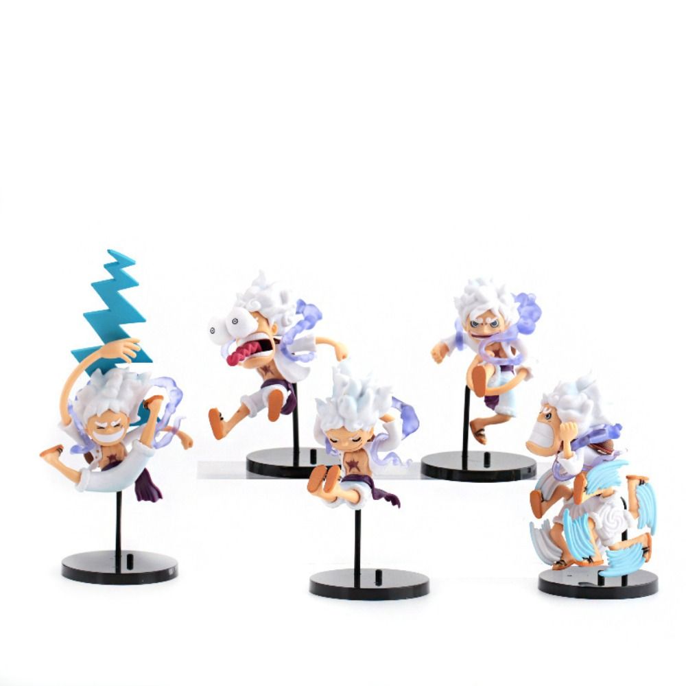 PTOUTS 5pcs/set Sun God Nika Luffy Battle Luffy Gear 5 Figure Set Q ...