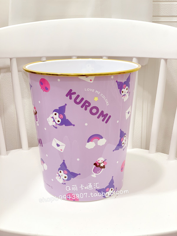 Japanese cute Kuromi Cinnamoroll trash can bedroom bedroom round trash ...