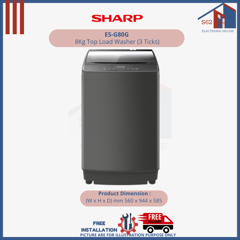 Sharp ES-G80G Top Load Washing Machine (8KG) | Lazada Singapore