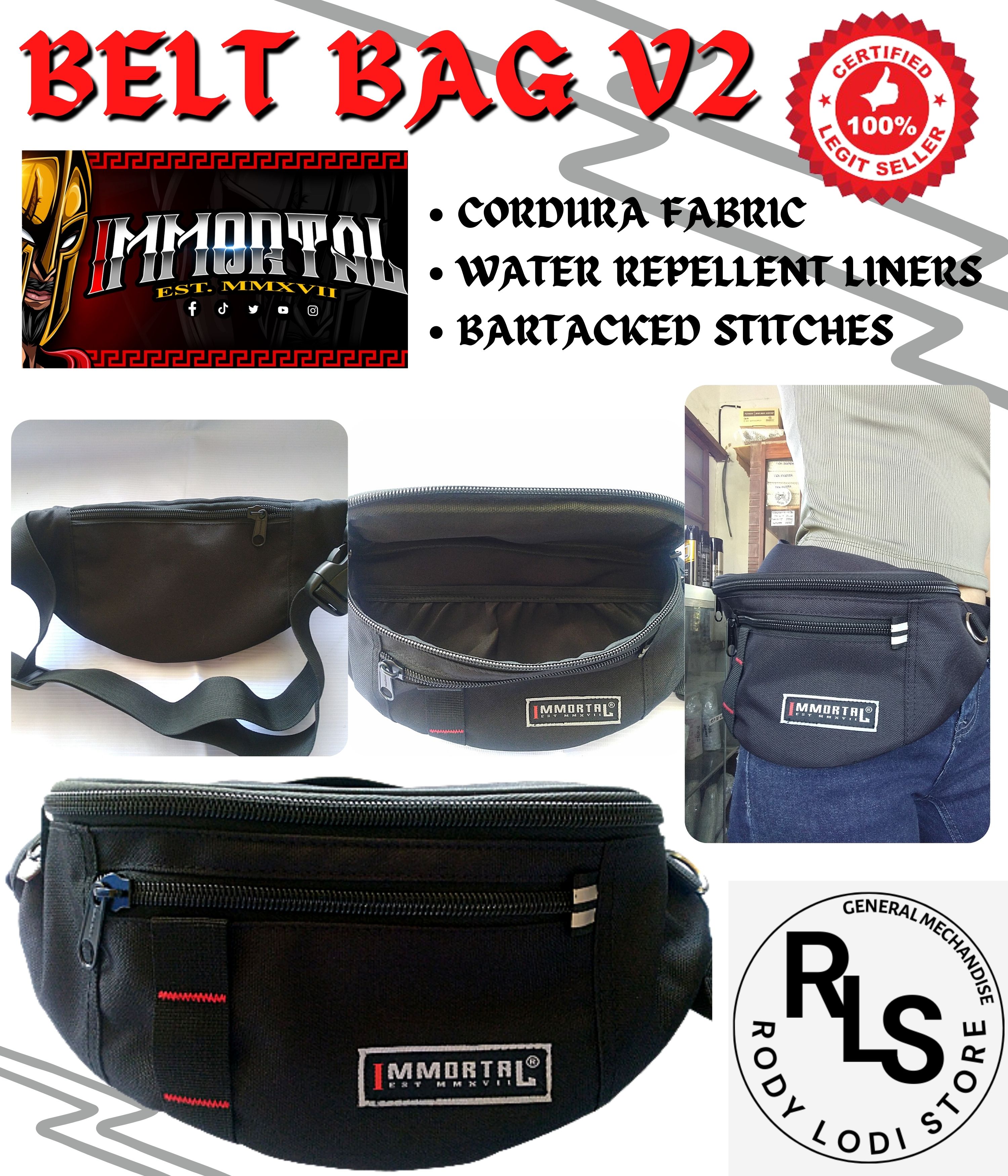 Immortal Motobag Belt Bag V2 - Convertible to Sling Bag | COD - On Hand ...