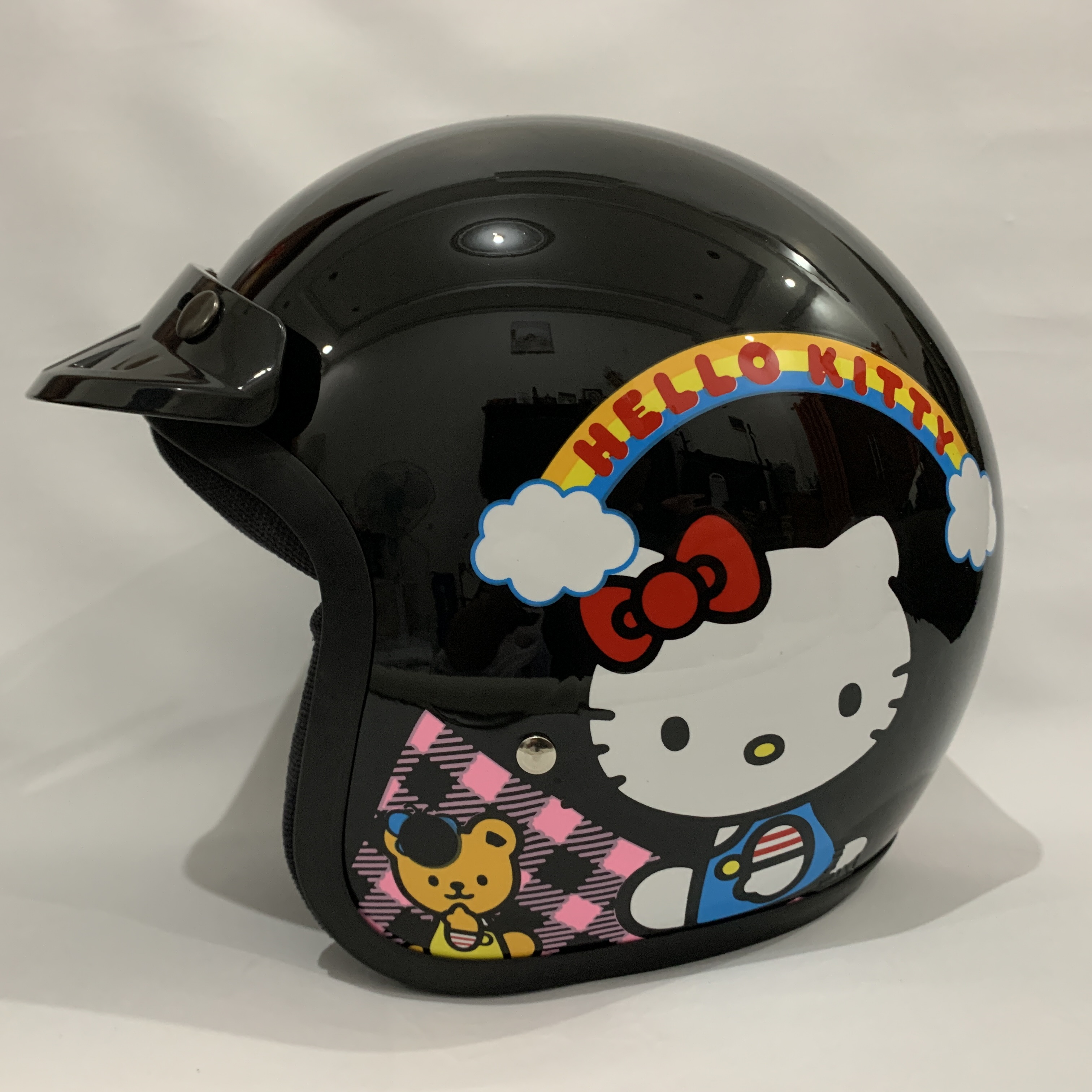Helm Bogo Hello Kitty Hitam Glossy Helem SNI Dewasa helmet Helm retro ...