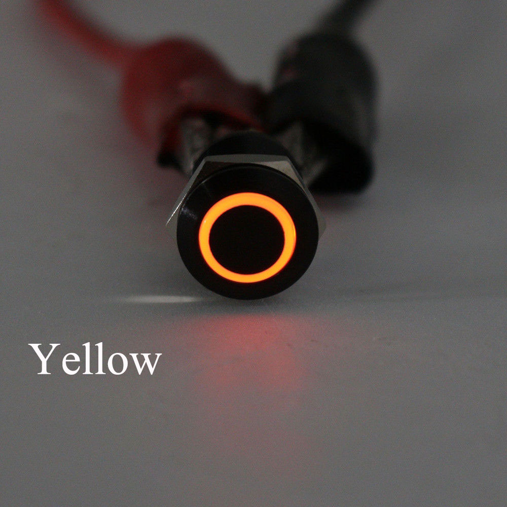 Electronics Black 12V 4Pin Car Latch LED Power 12mm Push Button ...