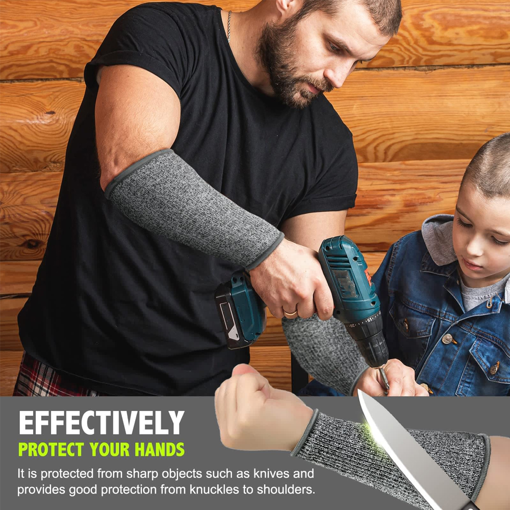 Kuying Fashion 1Pair Level 5 HPPE Cut Arm Sleeve,Cut Resistant Thumb ...