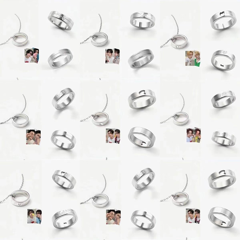 Fashion Kpop Idol Ring Necklace For Women Men Exquisite Rings Pendant ...