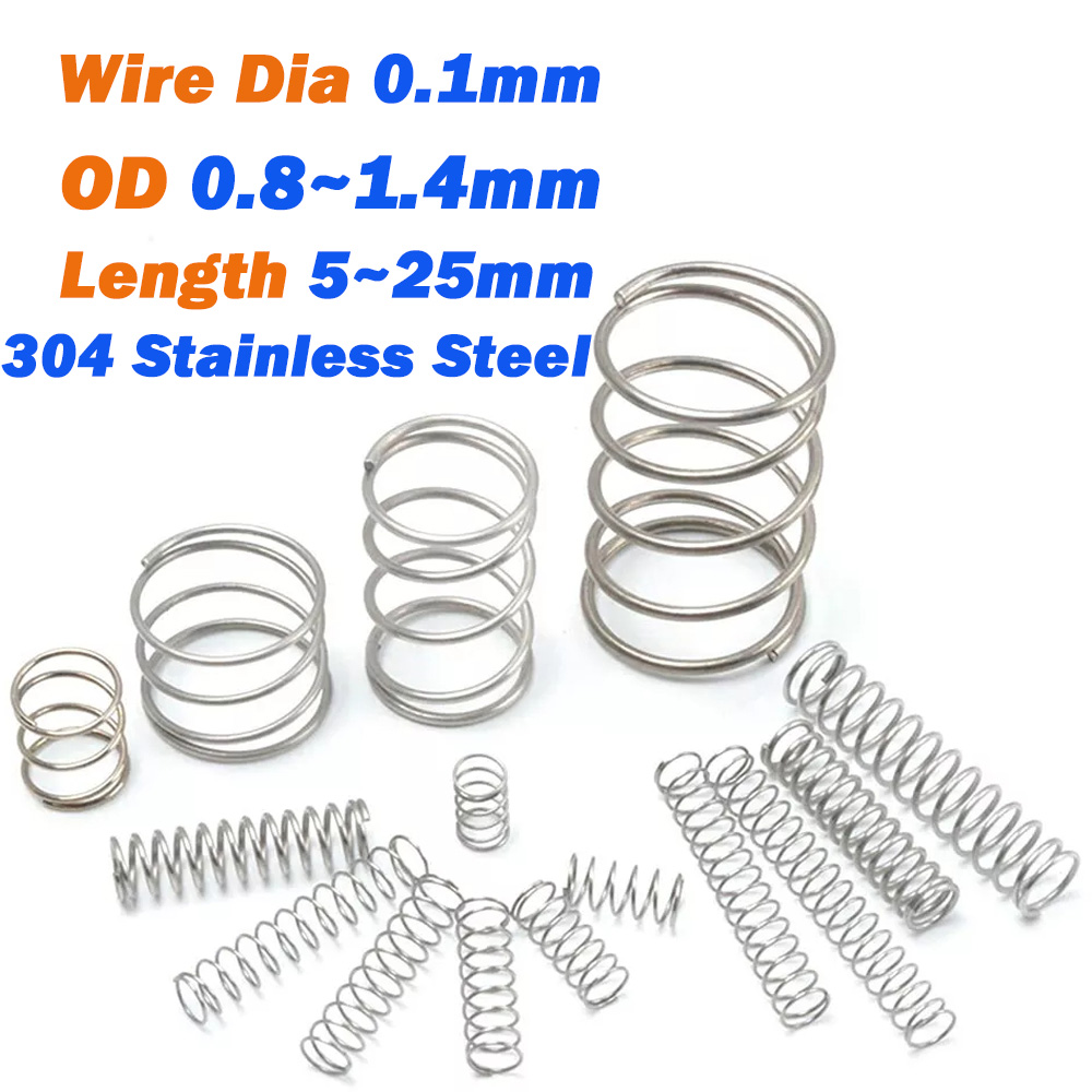 20Pcs Wire Diameter 0.1mm 304 Stainless Steel Compression Spring ...