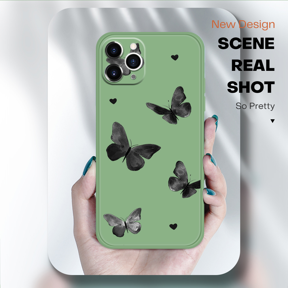 For Huawei Y8P Back Cover Black Butterfly Print Phone Case Multicolor ...