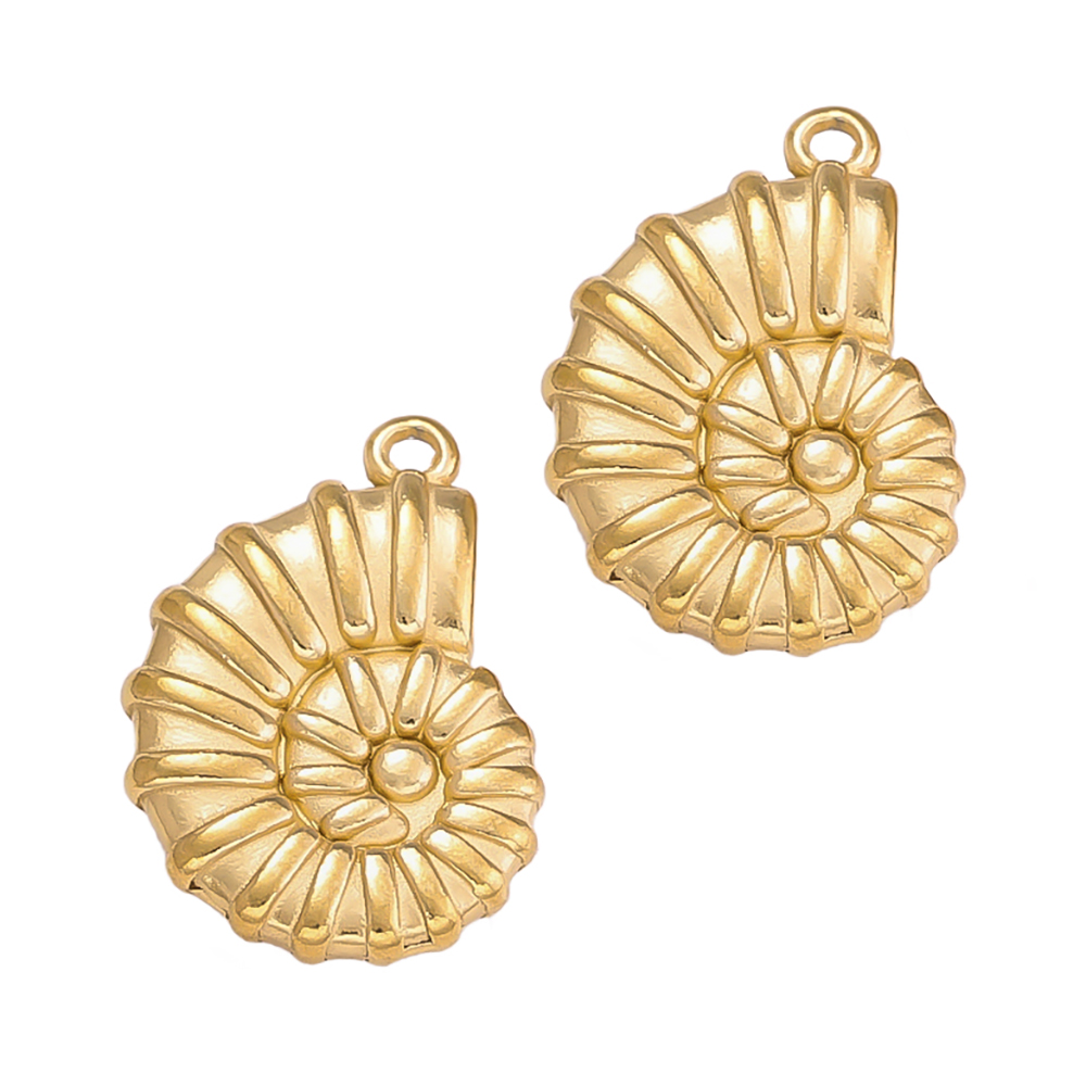 St. kunkka 2pcs/bag Stainless Steel Marine Series Pendant Shell Conch ...