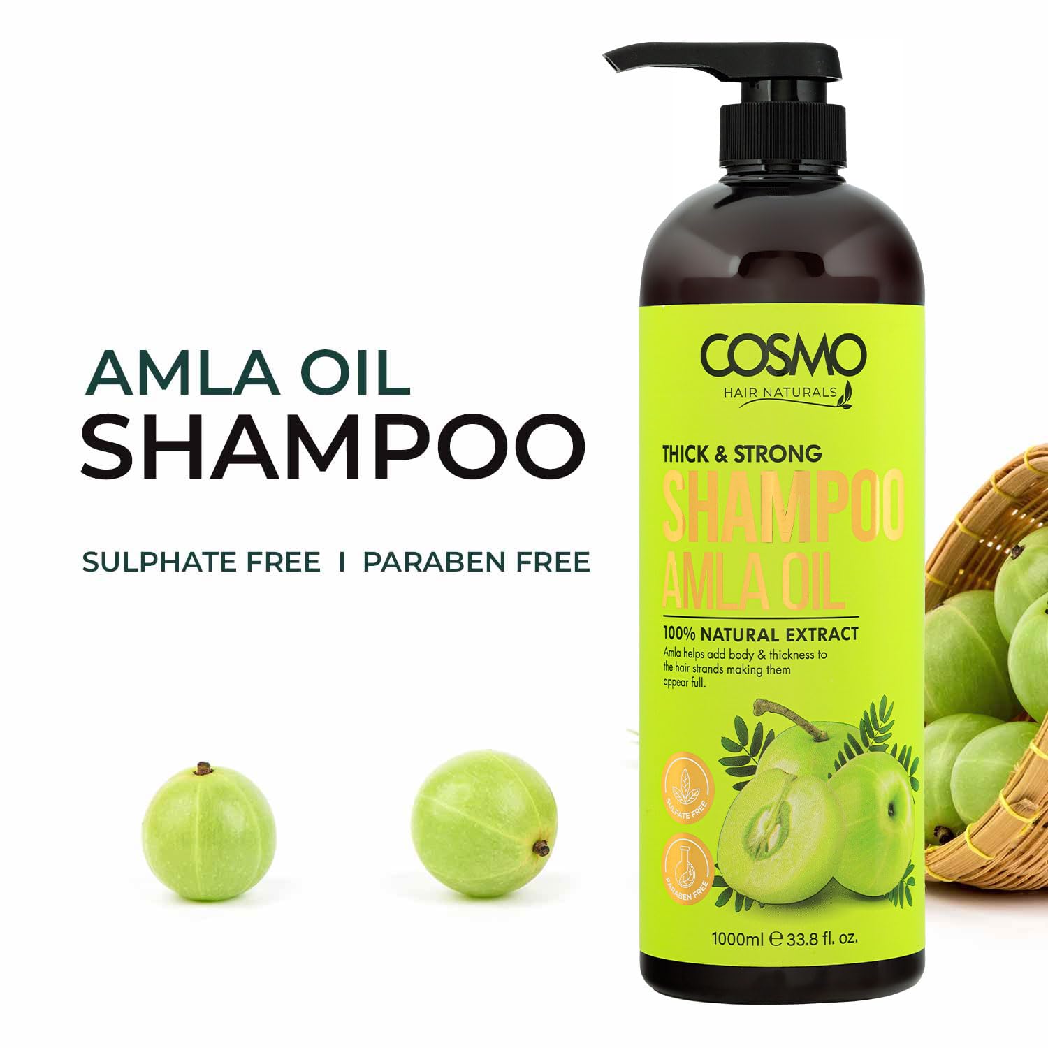 Cosmo Hair Naturals Thick & Strong Amla Oil Shampoo 1000ml, 33.8 Fl.oz ...