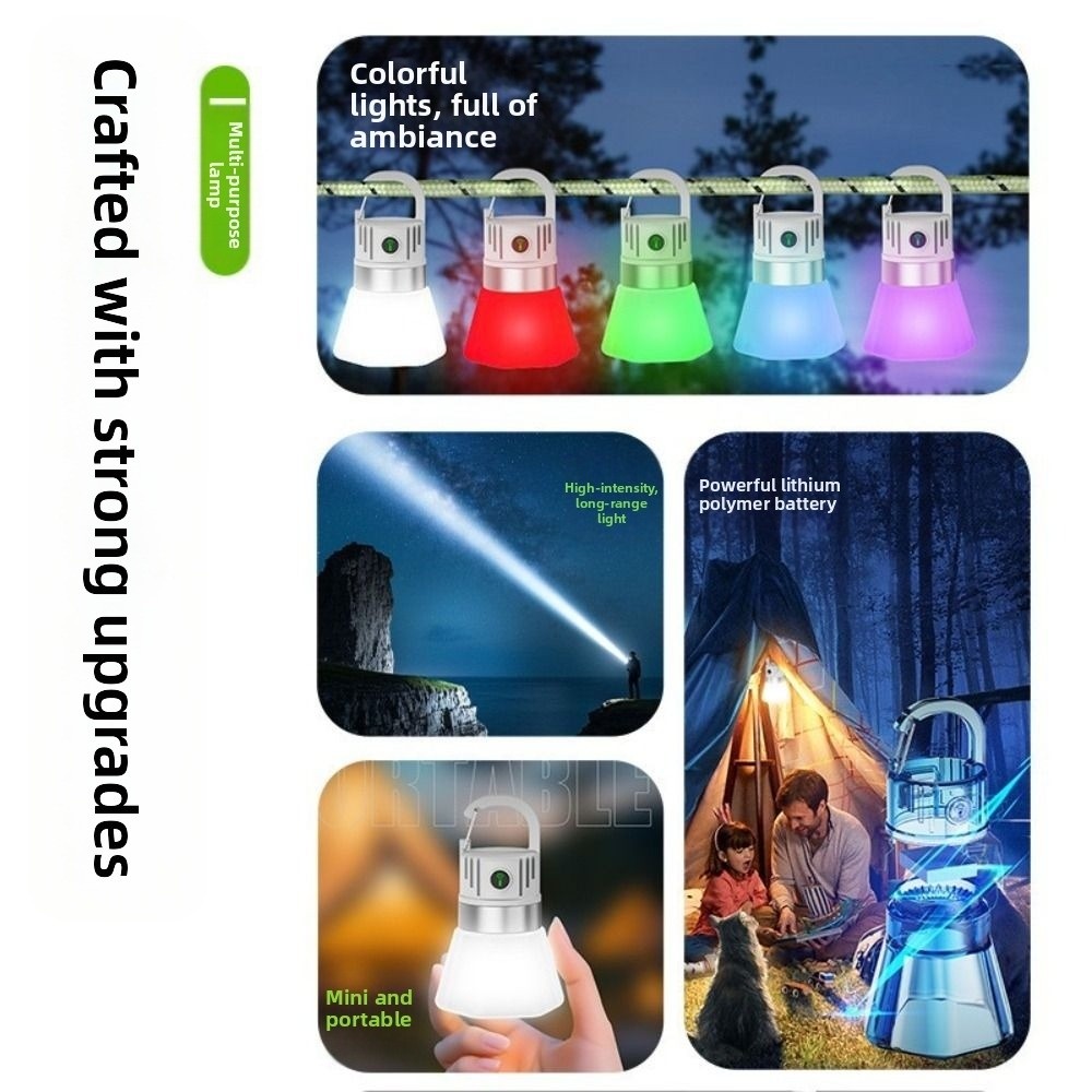 Tent Lamp Multicolored Mini LED Flashlight Hanging Function Handheld ...