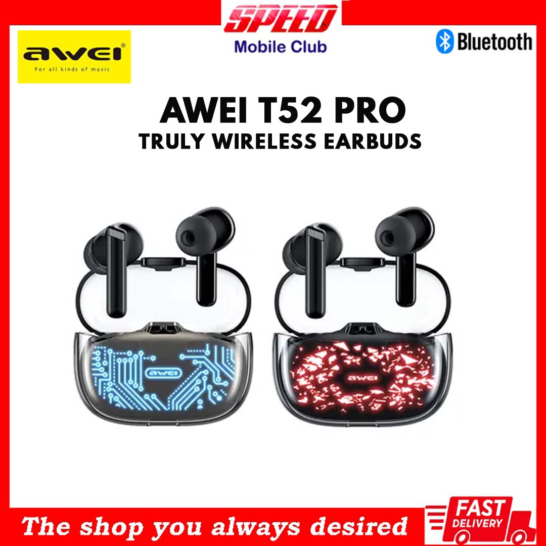 Awei T52 Pro True Wireless Gaming Bluetooth Earbuds | RGB Breathing ...