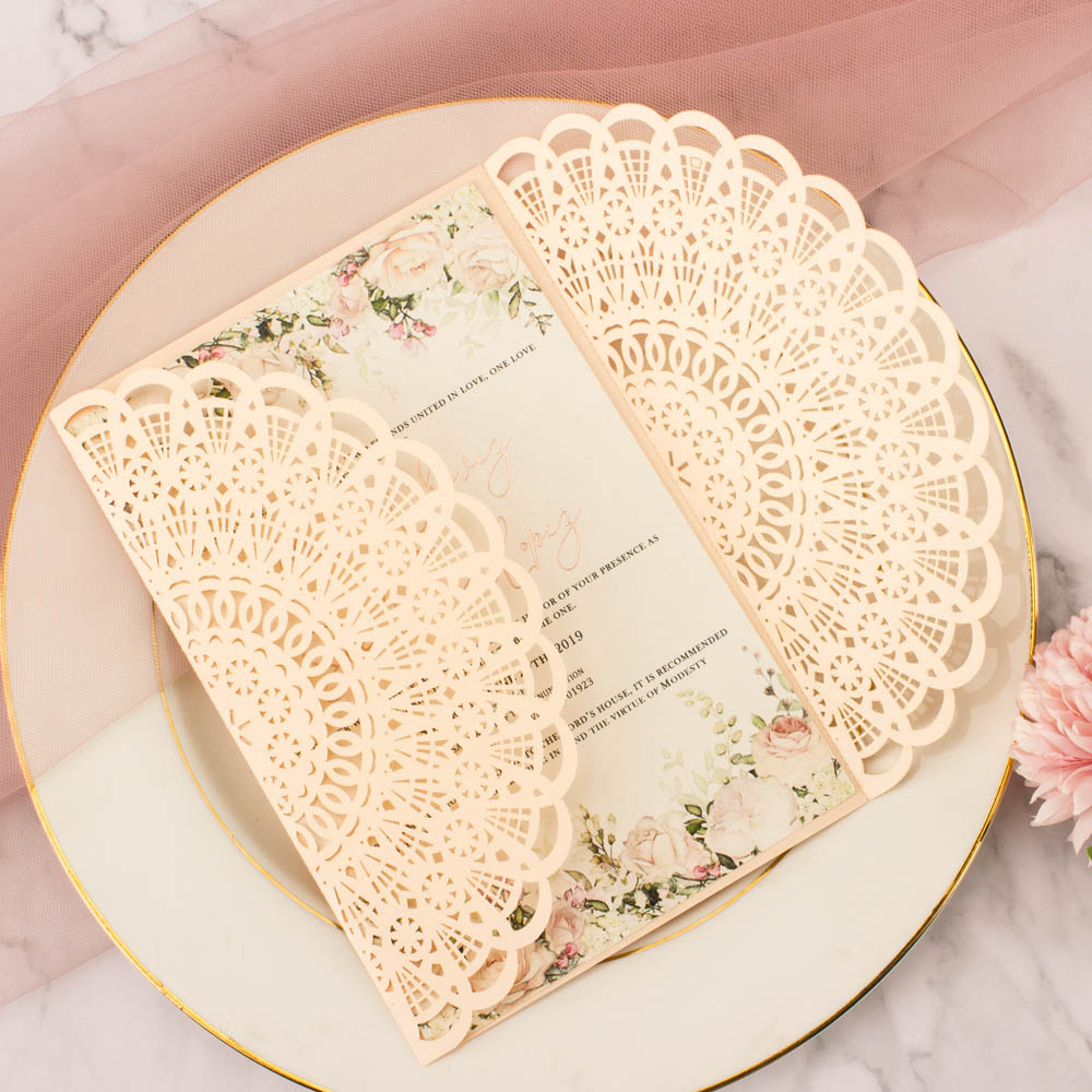 1X Pink Navy Blue Pink Peach Gold Silver Glitter Hollow Floral Gatefold ...