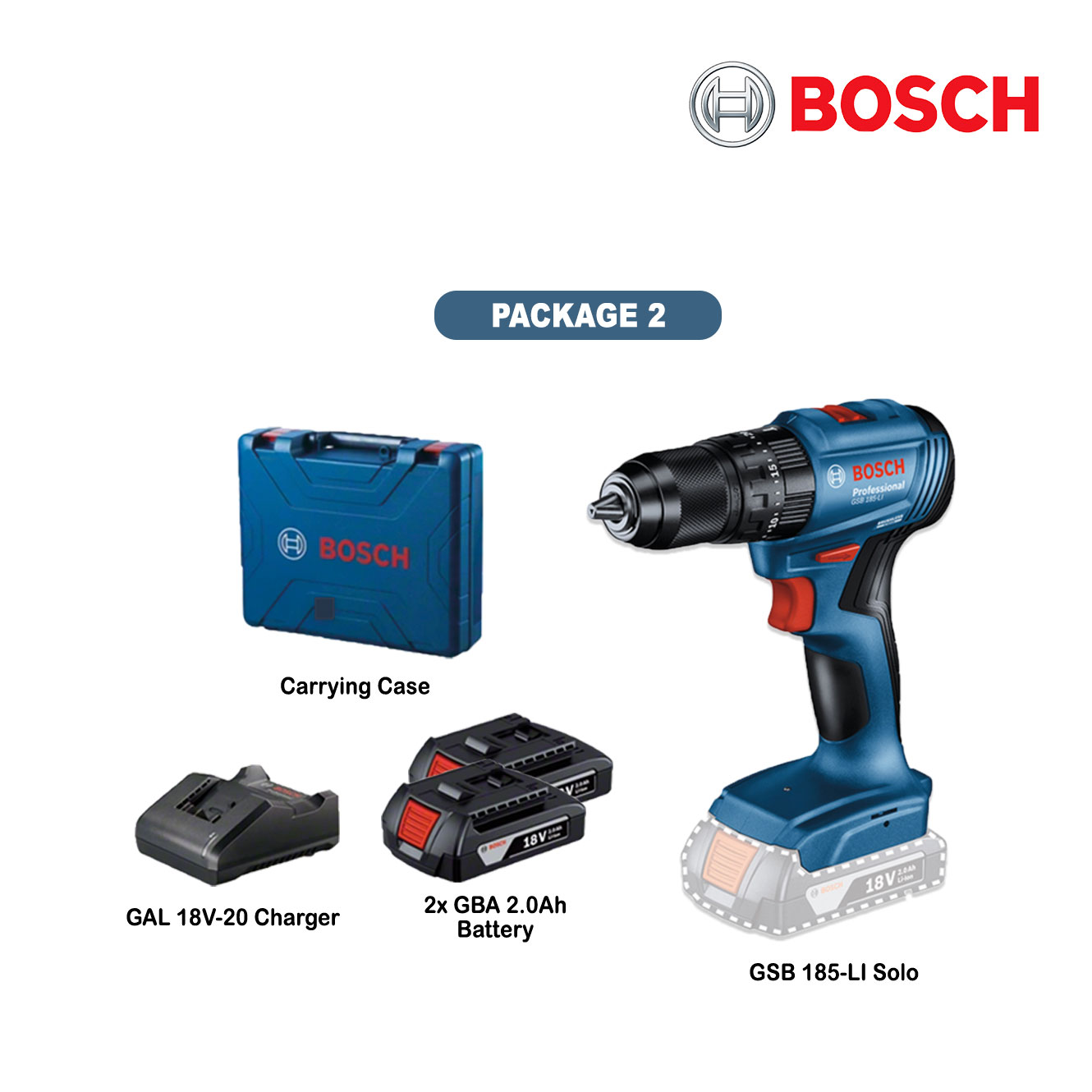 BOSCH GSB 185-LI 18V Professional Cordless Impart Drill Hammer Drill ...