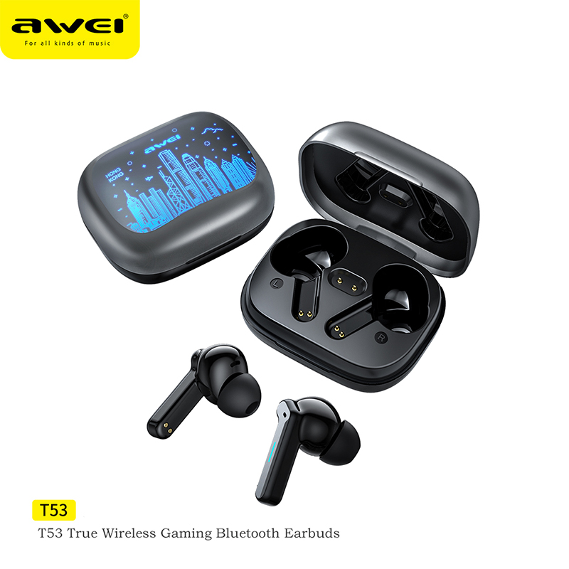 Awei T53 Wireless Bluetooth Earbuds RGB Colorful Light Earphones ...