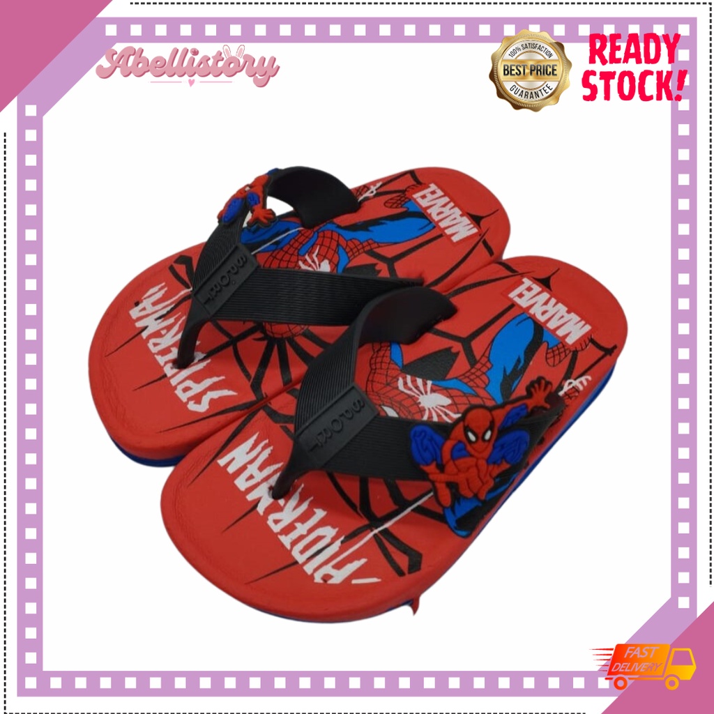 (Abellistory) Spiderman Kid's Slipper Boy's Cartoon Selipar Budak ...