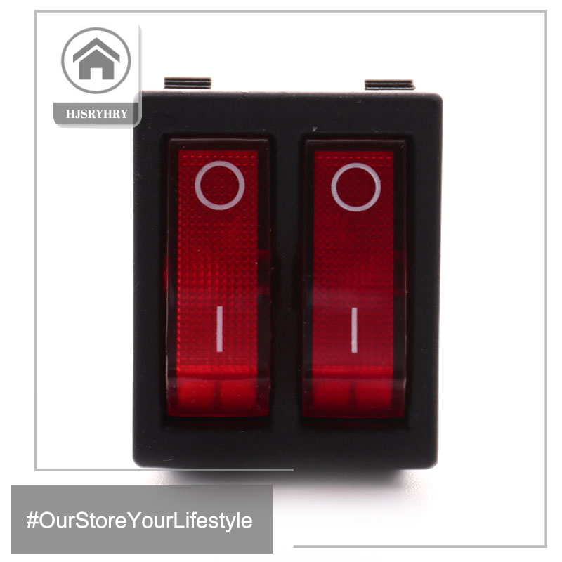 HITN KCD2 Double Boat Rocker Switch 6 Pin On-Off With Green Red Light ...