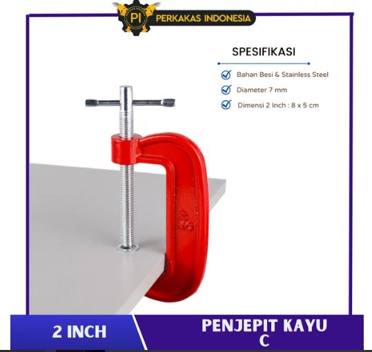 Press Papan Kayu Penjepit Catok kayu Klem C 2 Inch Heavy Duty Jepitan ...
