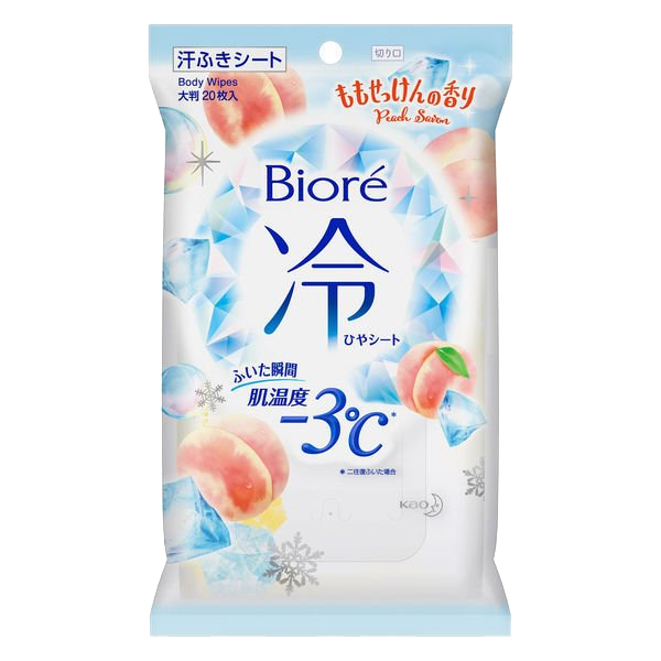 BIORE Cool Body Sheets - Unscent, Peach,Floral X 20 Sheets + Body Towel ...